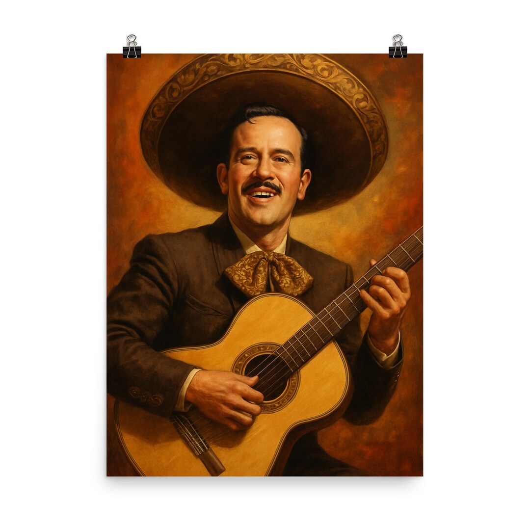 Vintage Pedro Infante Guitar Poster Print - Unique Mexican Icon Wall ...