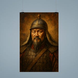 Legendary Genghis Khan Portrait Poster Print - Unique Wall Art for ...