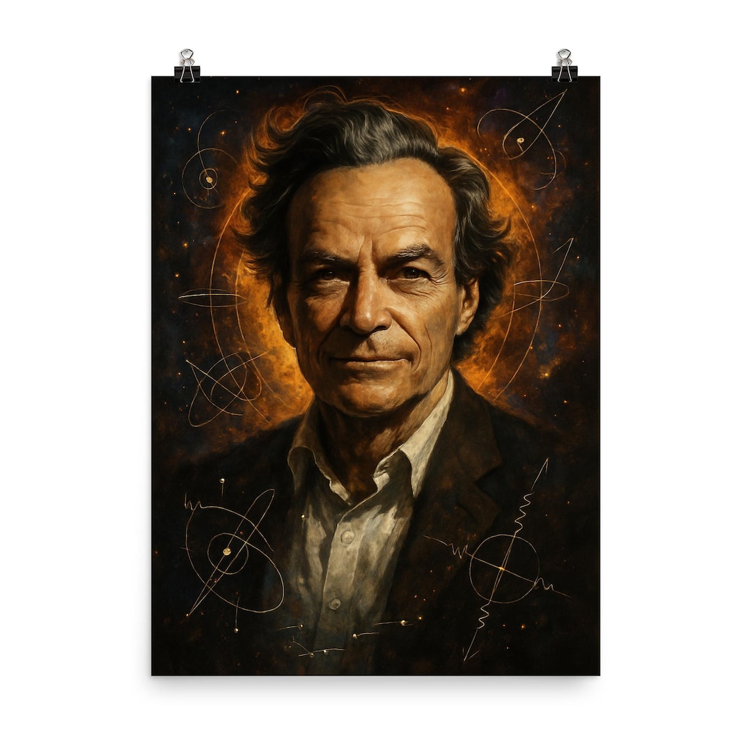 Epic Richard Feynman Wall Art - Science Legend Portrait Poster Print ...