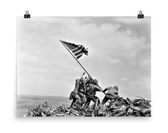 Raising the Flag on Iwo Jima Pen and Ink Print - Etsy