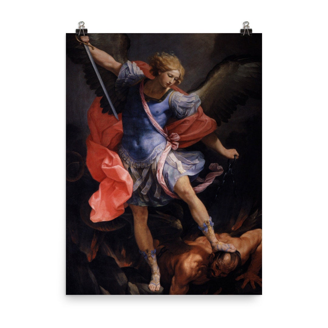 Archangel Michael Trampling Lucifer by Guido Reni Poster Print - Etsy