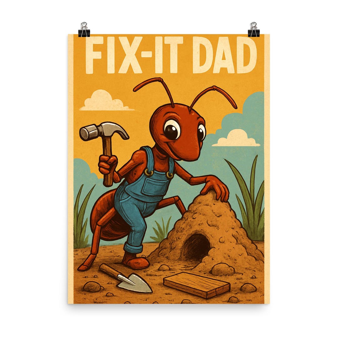 Fix It Dad Ant Poster - Funny Father's Day Wall Art With Ant in ...