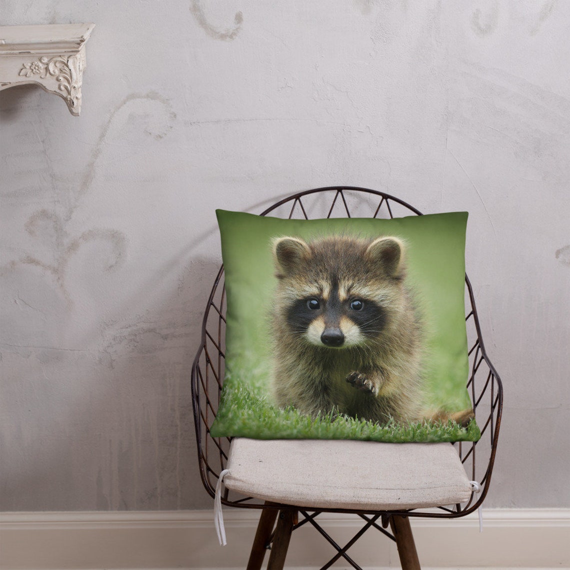 Cute Baby Raccoon Throw Pillow | Etsy
