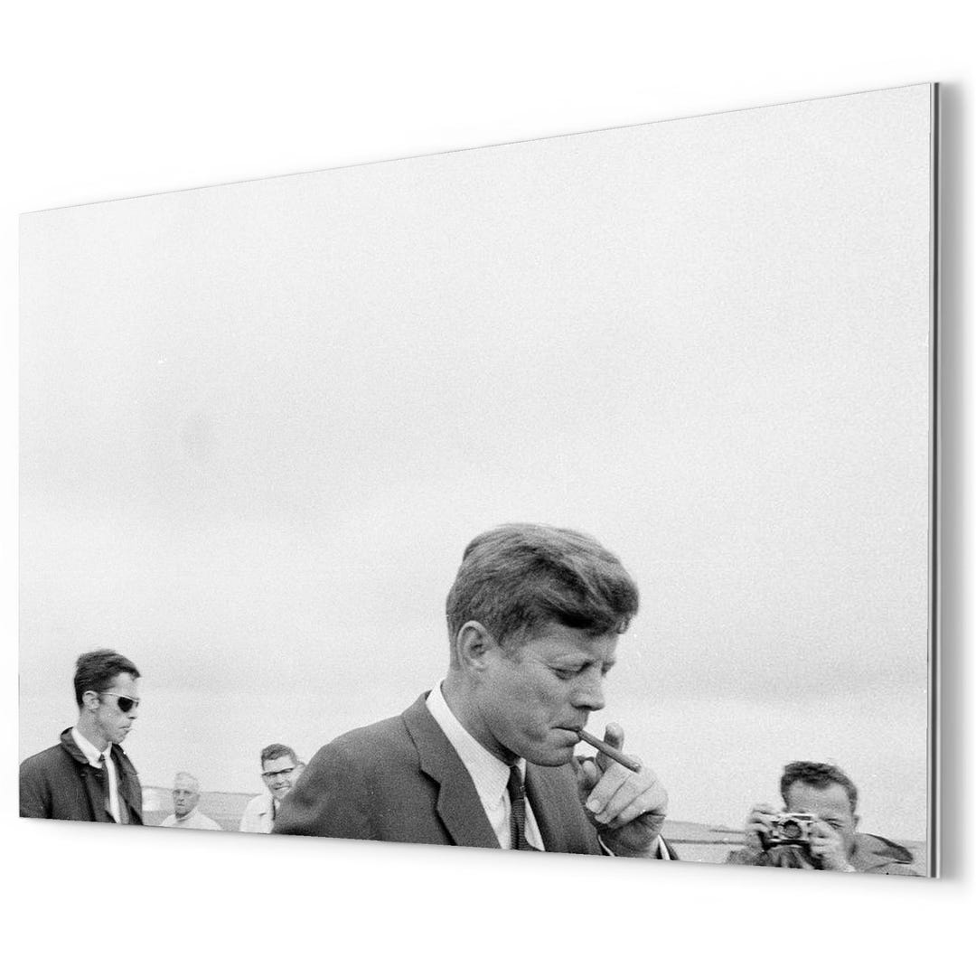 John F Kennedy Metal Print: Iconic JFK Smoking Cigar Wall Art - Etsy