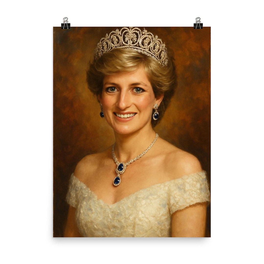 Princess Diana Elegant Portrait Poster Print Royal Icon Wall Art ...