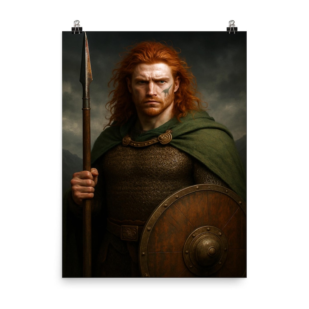 Cu Chulainn Poster Print: Legendary Irish Warrior Portrait Celtic Hero ...