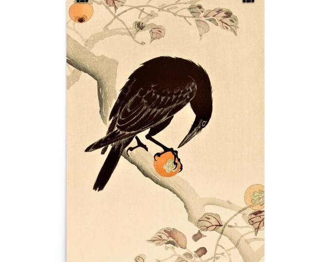 Japanese Crow Painting, Ohara Koson Art Print, Persimmon Tree, Vintage ...