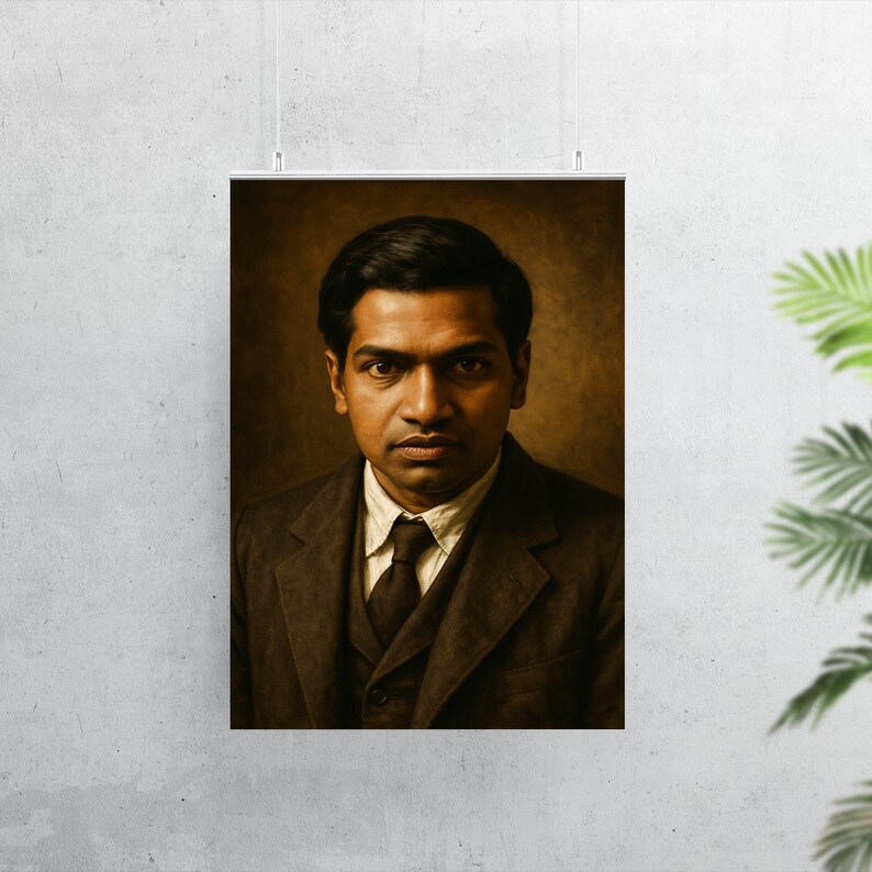 Srinivasa Ramanujan Poster: Legendary Mathematician Portrait Wall Art ...