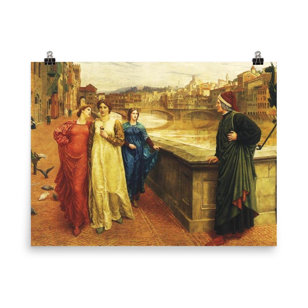 Dante Meets Beatrice Poster Print - Historic Art at Ponte Santa Trinita ...