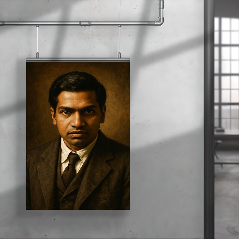 Srinivasa Ramanujan Poster: Legendary Mathematician Portrait Wall Art ...