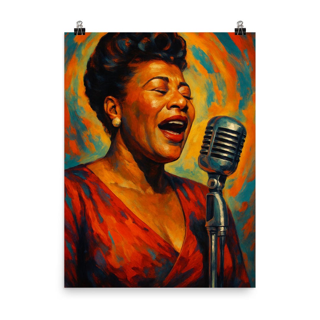 Ella Fitzgerald Jazz Icon Art Print - Vibrant Vintage Style Poster for ...