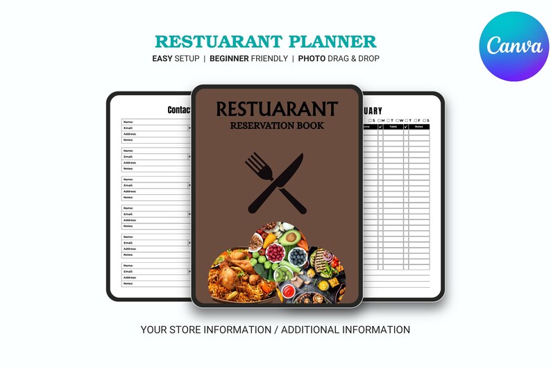 Restaurant Planner Printable – Weekly Menu Organizer, Grocery List ...