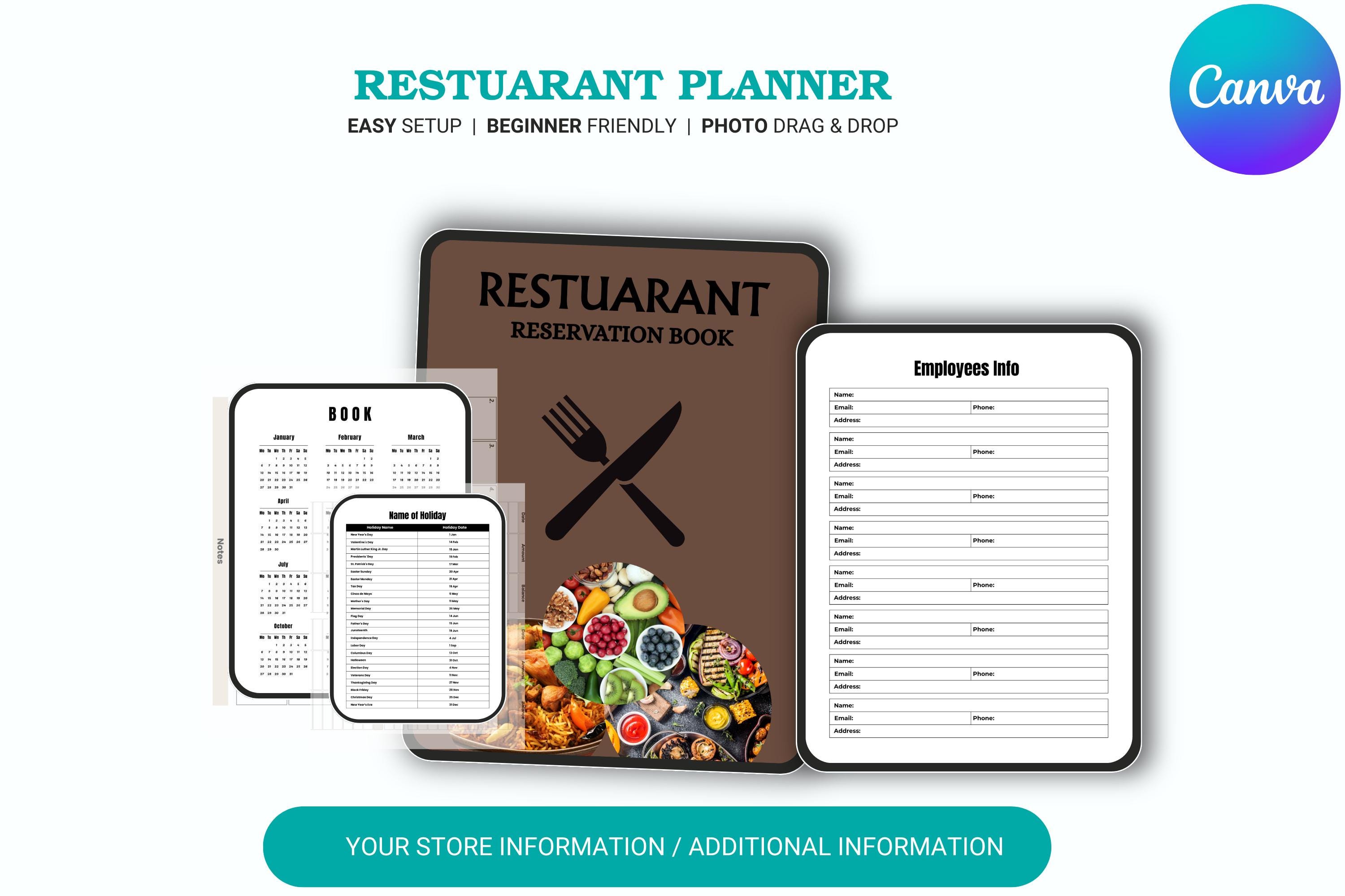 Restaurant Planner Printable – Weekly Menu Organizer, Grocery List ...