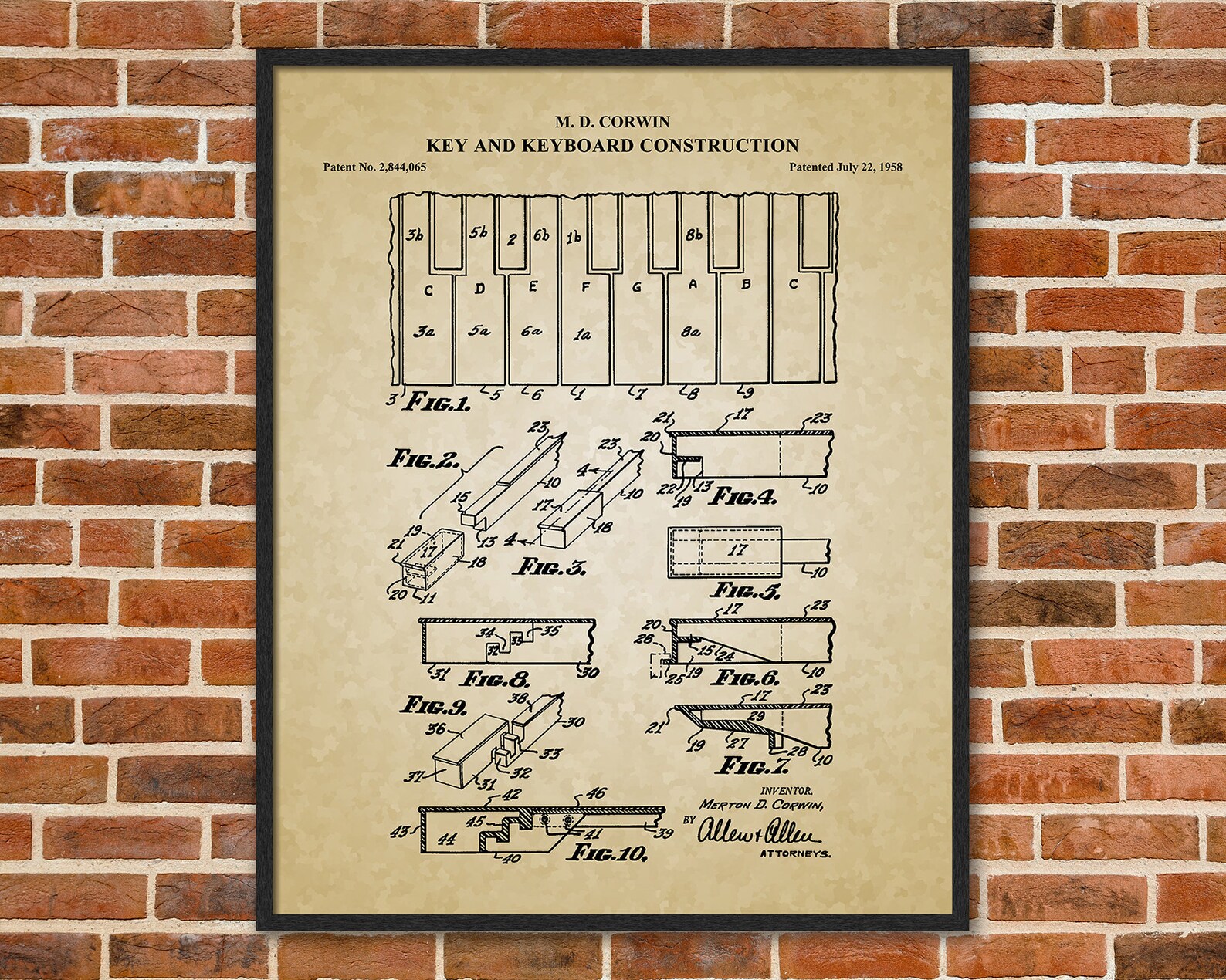 Piano Keys and Keyboard Patent Prints, Piano Teacher Gift, Piano Player ...
