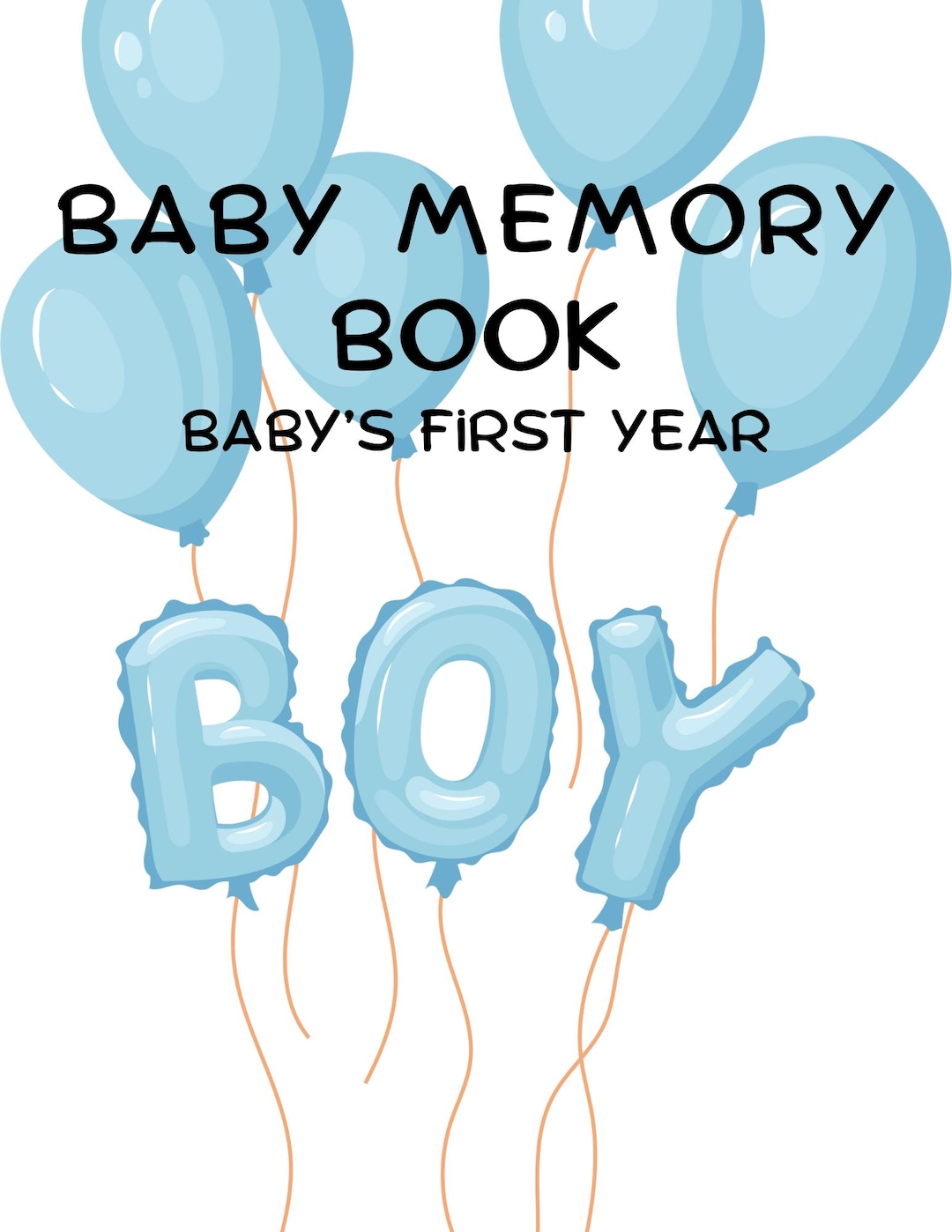 Baby Boy Memory Book Template, Editable Canva Baby Journal, Blue Baby ...