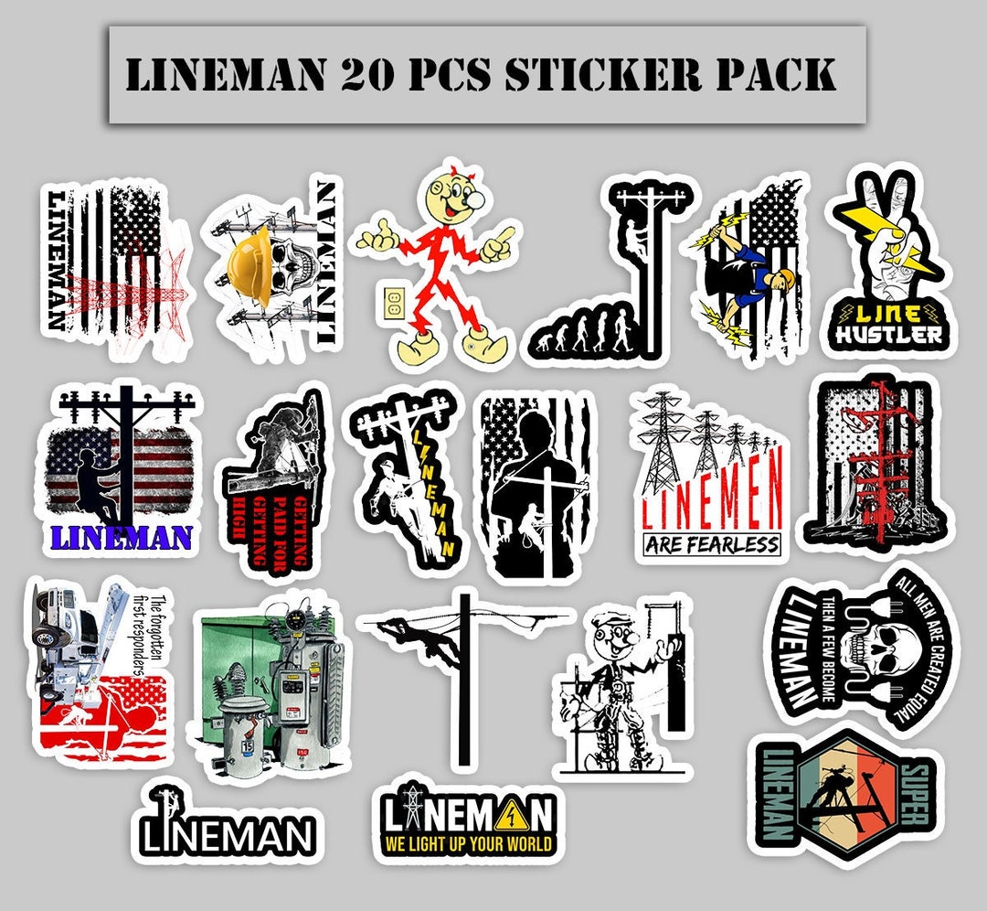 Lineman 20 PCS Sticker Pack Vinyl Hard Hat Hardhat Stickers Durable ...