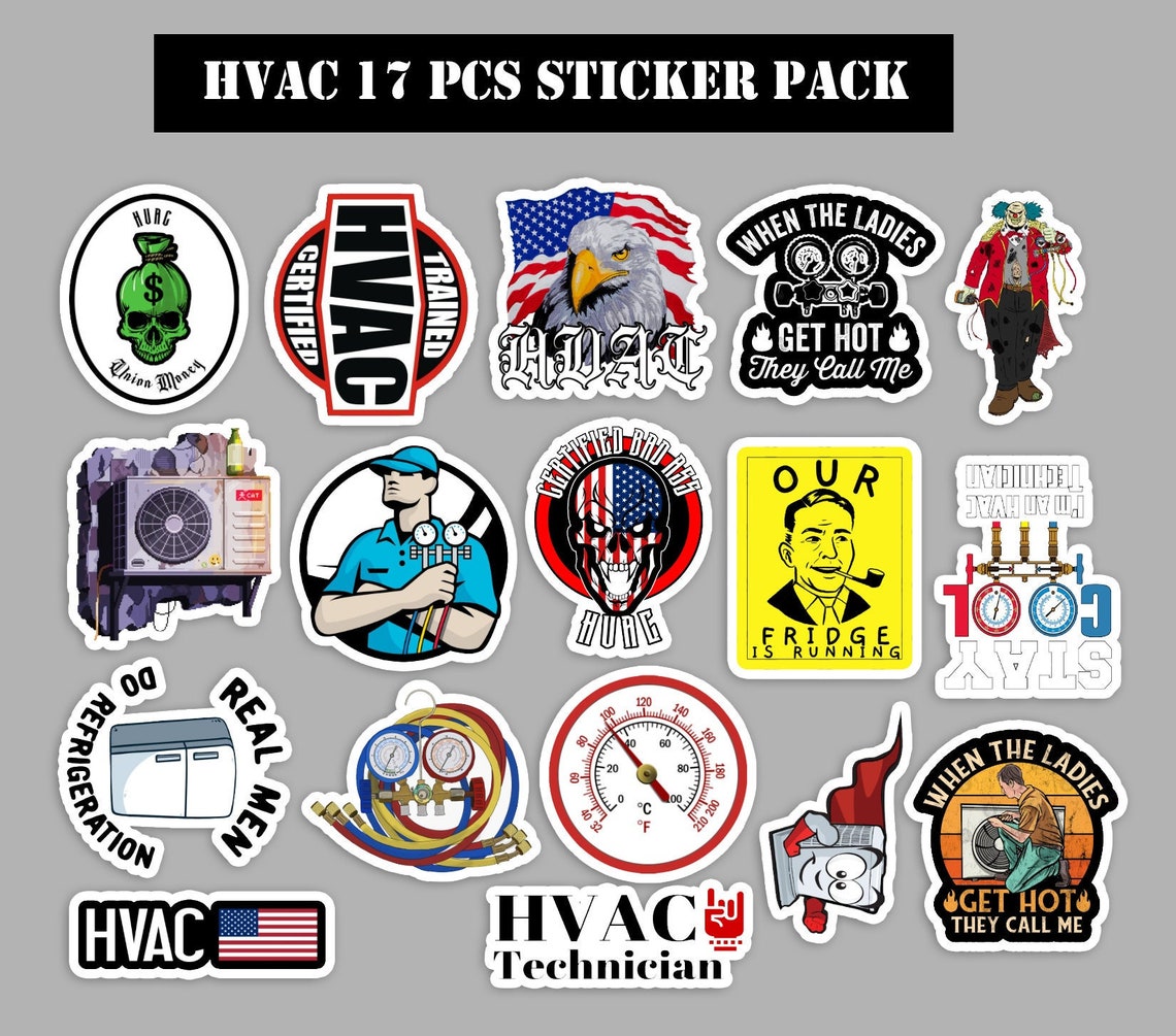 HVAC High Voltage Electrician 17 Pcs Sticker Pack Vinyl Hard Hat ...