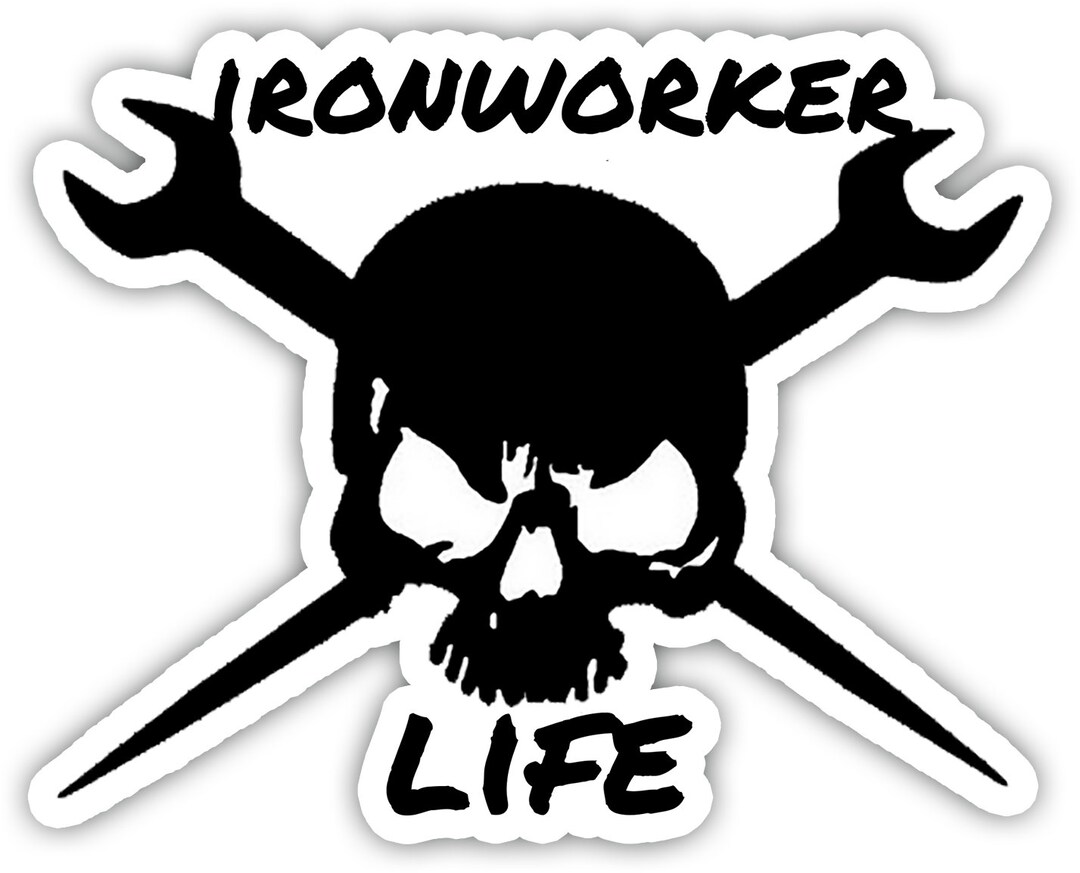 Ironworker Life Skull Sticker 3.5 Inch Toolbox Decal Waterproof Vinyl ...