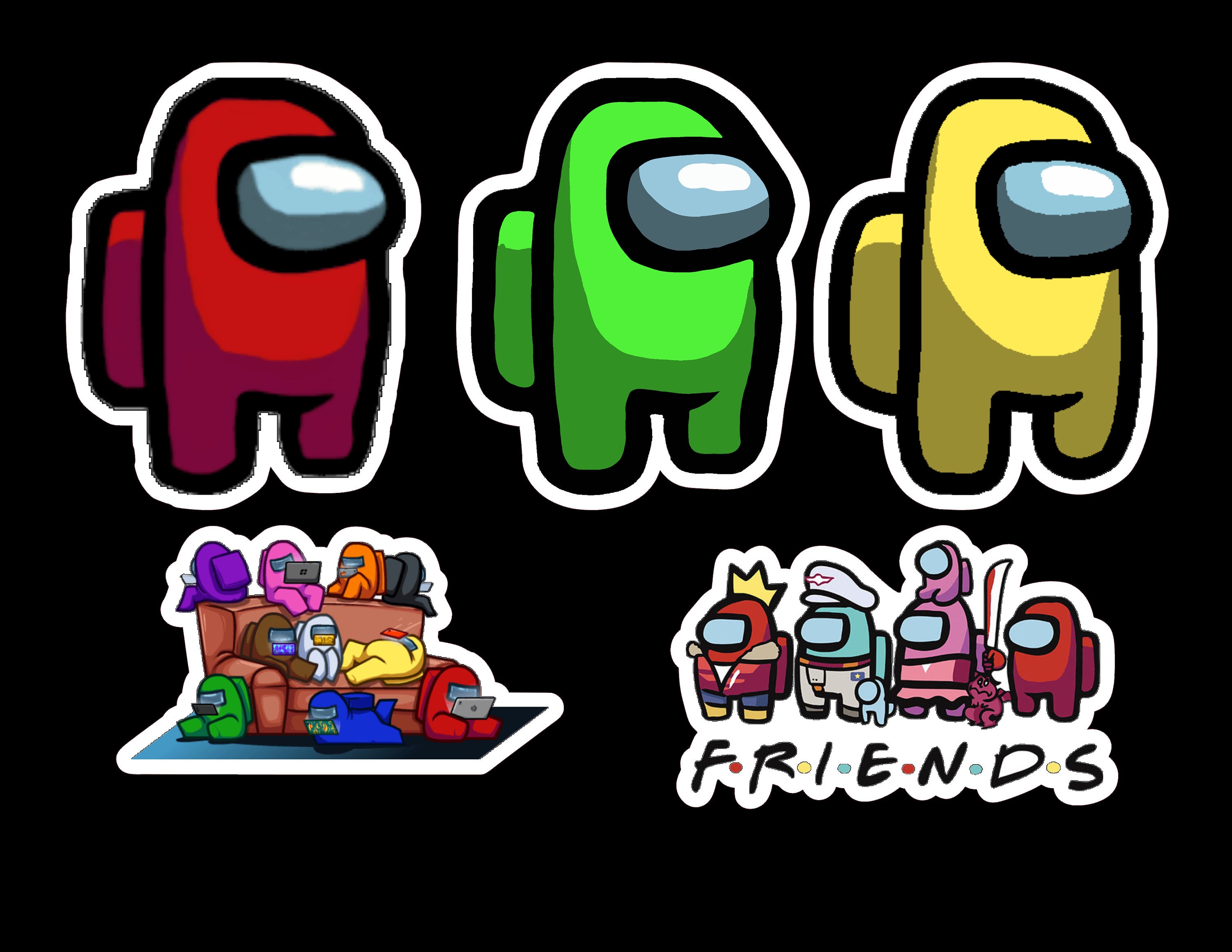 Among Us Sticker Pack Laminated Vinyl Waterproof Stickers Etsy