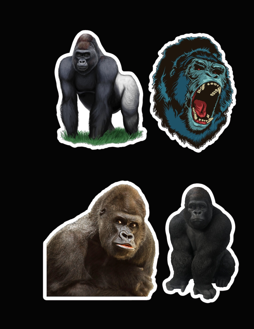 Gorilla Sticker Pack Laminated Vinyl Waterproof Stickers - Etsy