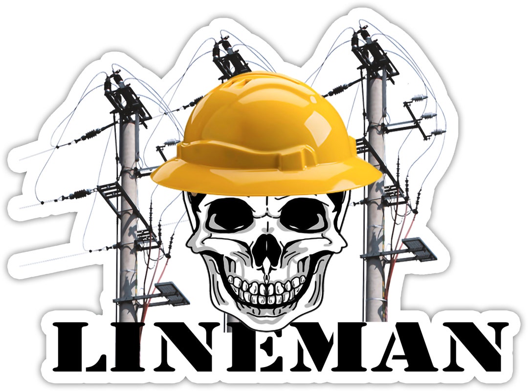 Lineman Skull With Hard Hat Sticker 3.5 Inch Toolbox Decal Waterproof ...