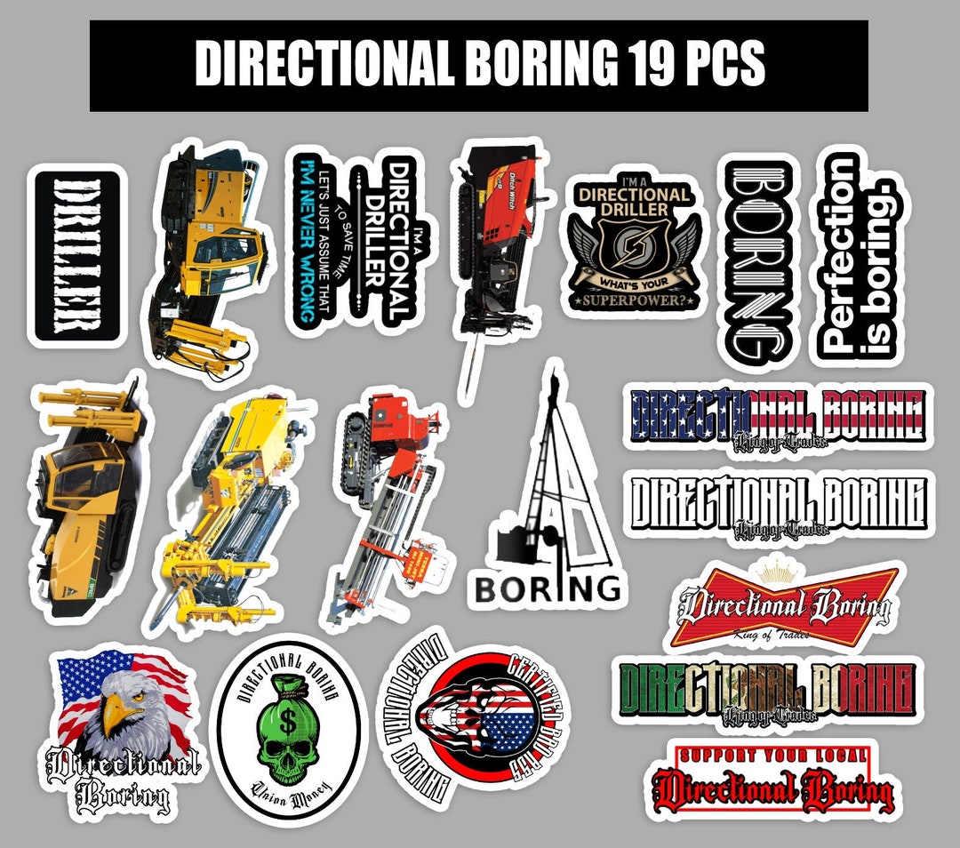 Directional Boring 19 Pcs Sticker Pack Laminated Vinyl Waterproof ...