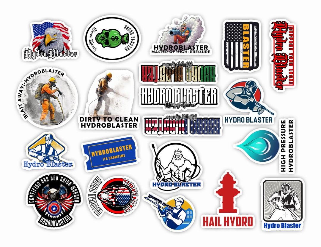 Hydro Blaster 20 Pcs Sticker Pack Laminated Vinyl Waterproof Stickers ...