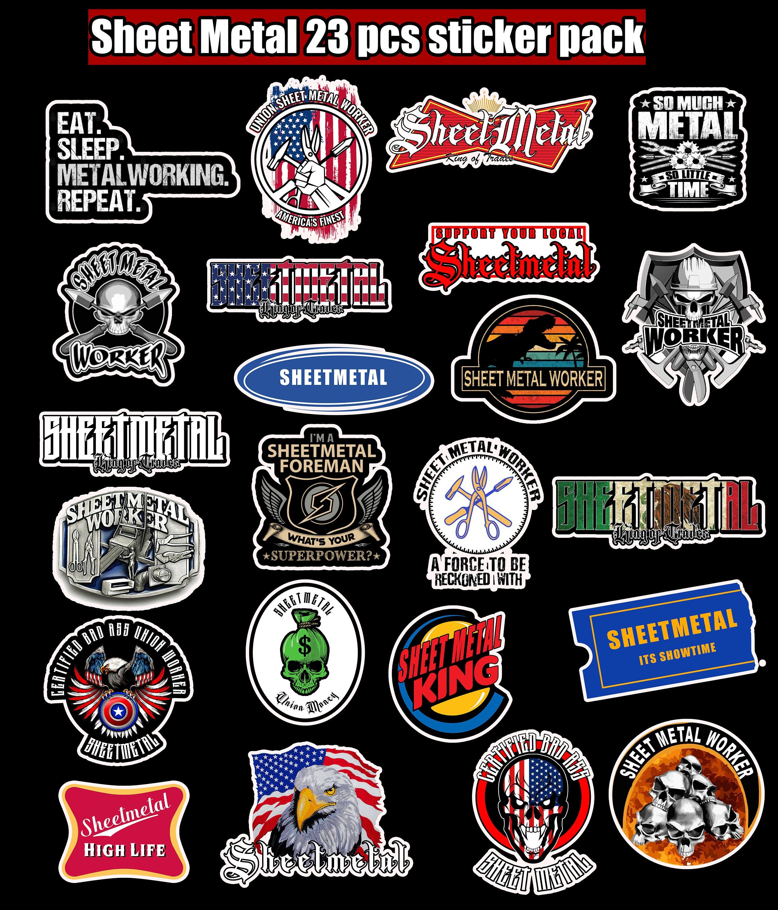 Sheet Metal 23 Pcs Sticker Pack Laminated Vinyl Waterproof - Etsy
