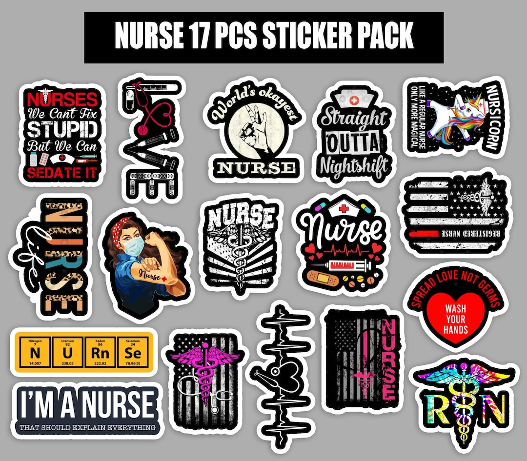 Nurse 17 Pcs Sticker Pack Laminated Vinyl Waterproof Stickers Nurses - Etsy