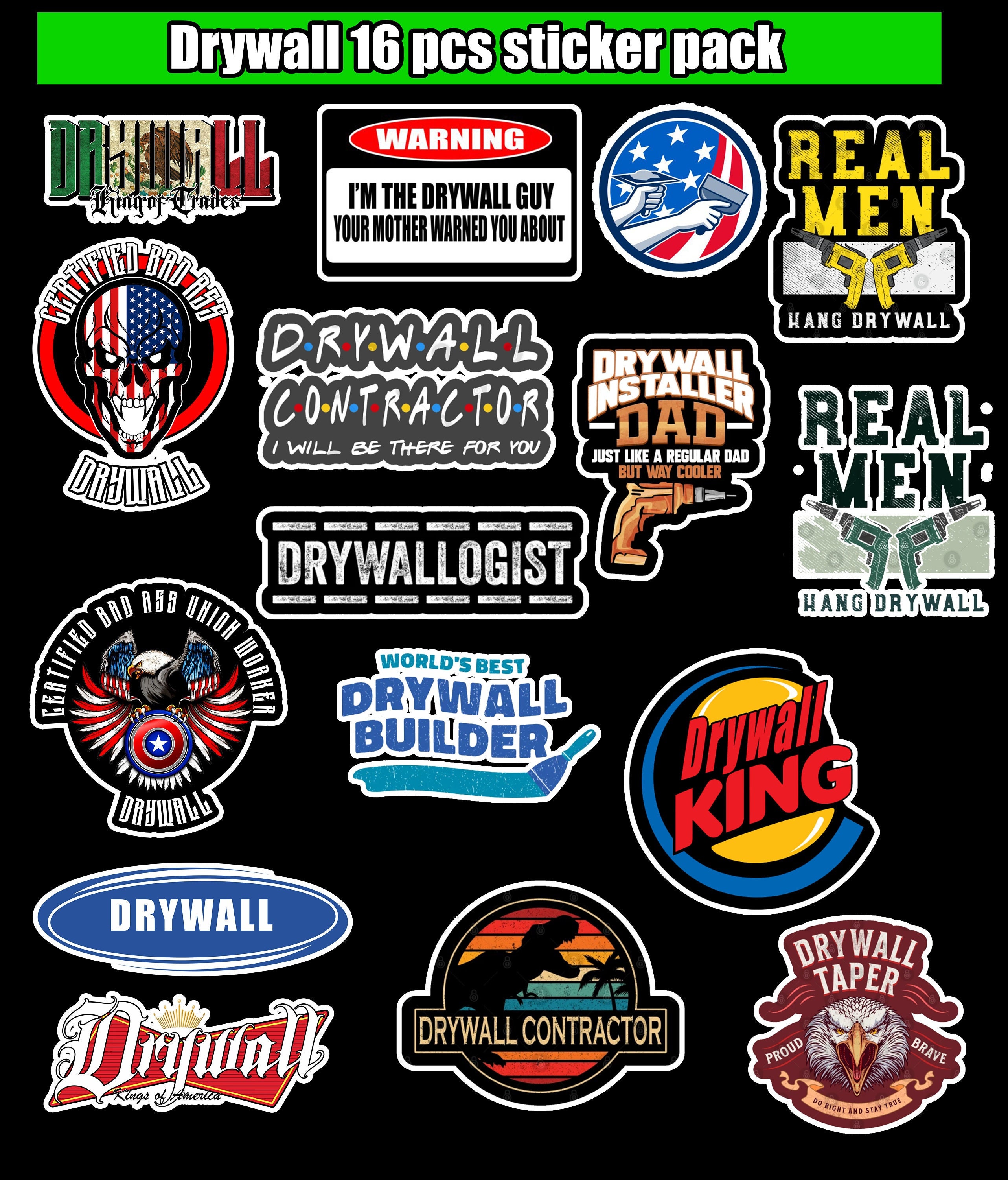 Drywall 16 Pcs Sticker Pack Laminated Vinyl Waterproof - Etsy
