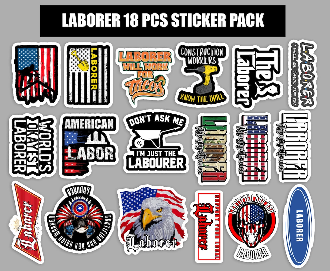 Laborer 18 Pcs Laminated Vinyl Waterproof Stickers - Etsy