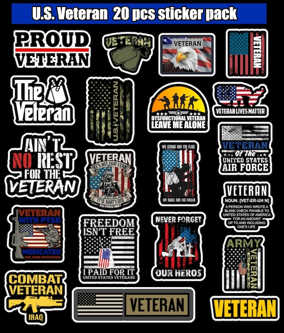 US Veteran 20 Pcs Sticker Pack Laminated Vinyl Waterproof - Etsy