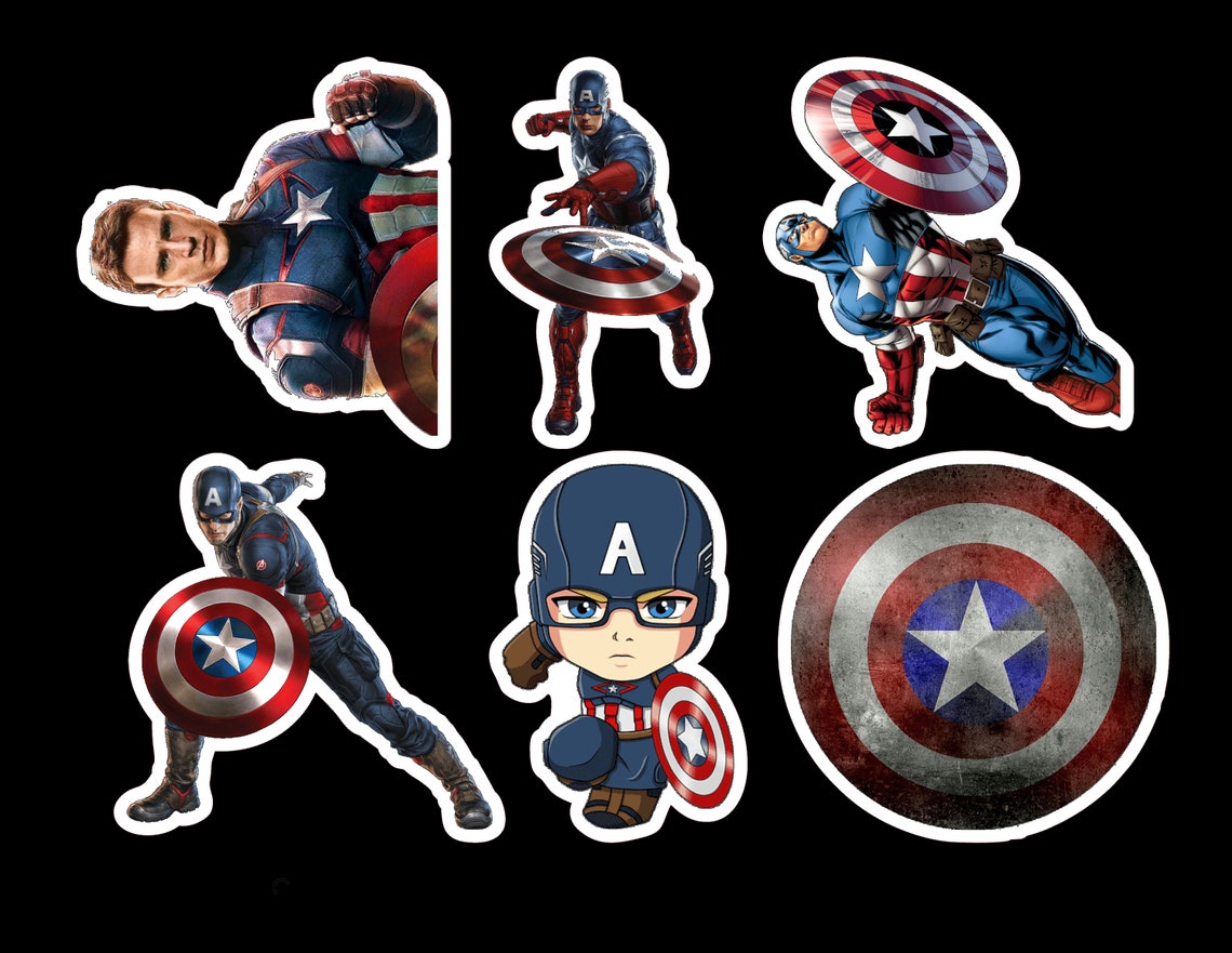 Captain America sticker pack laminated vinyl waterproof | Etsy
