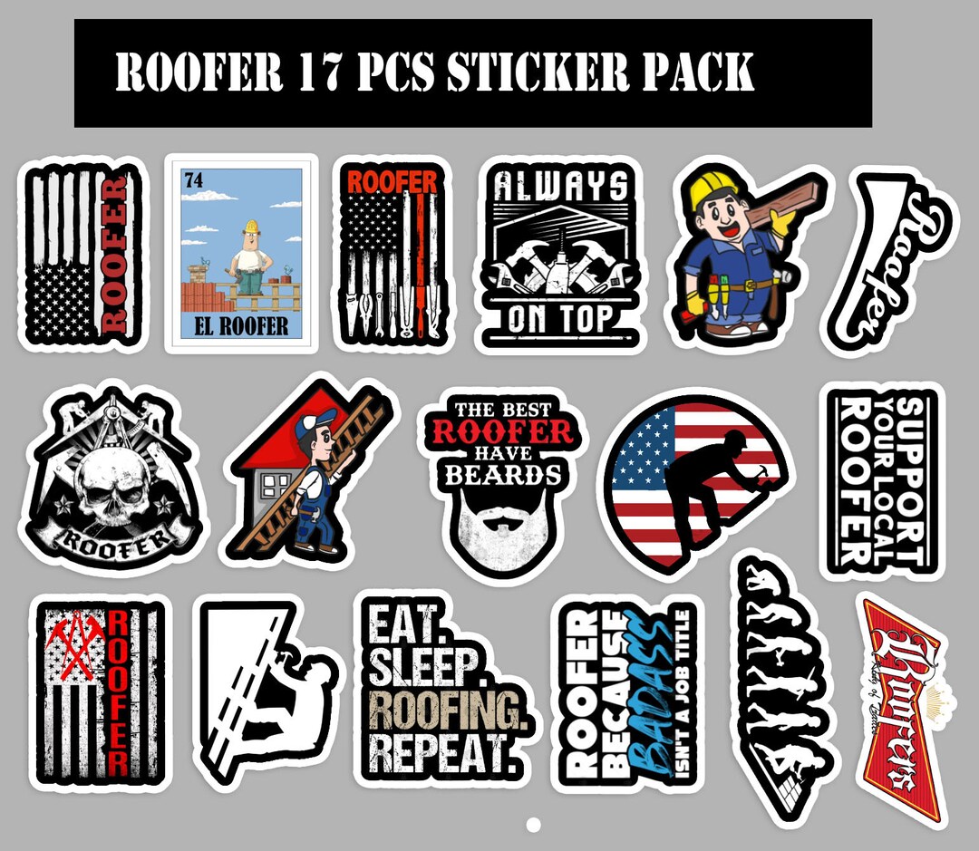 Roofer 17 Pcs Sticker Pack Laminated Vinyl Waterproof Stickers - Etsy