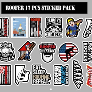 Roofer 17 Pcs Sticker Pack Laminated Vinyl Waterproof Stickers - Etsy