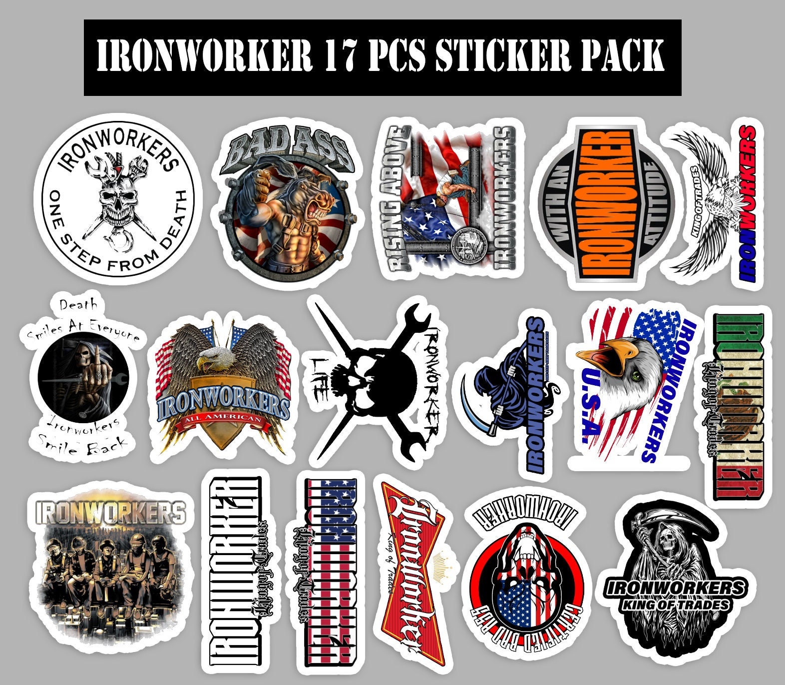 Ironworker 17 Sticker Pack Vinyl Hard Hat Hardhat Stickers - Etsy