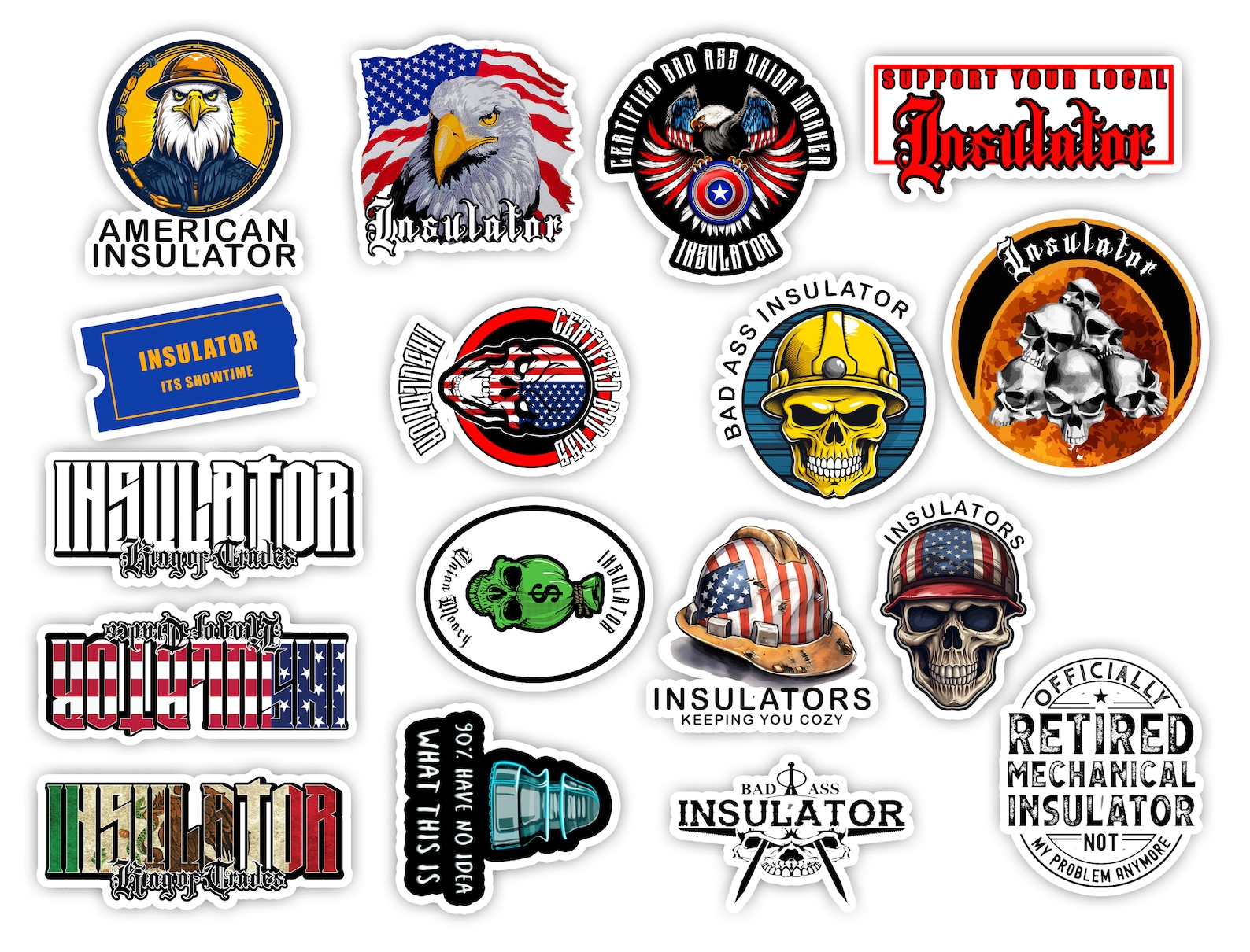 Insulator 17 Pcs Sticker Pack Vinyl Hard Hat Hardhat Stickers - Etsy