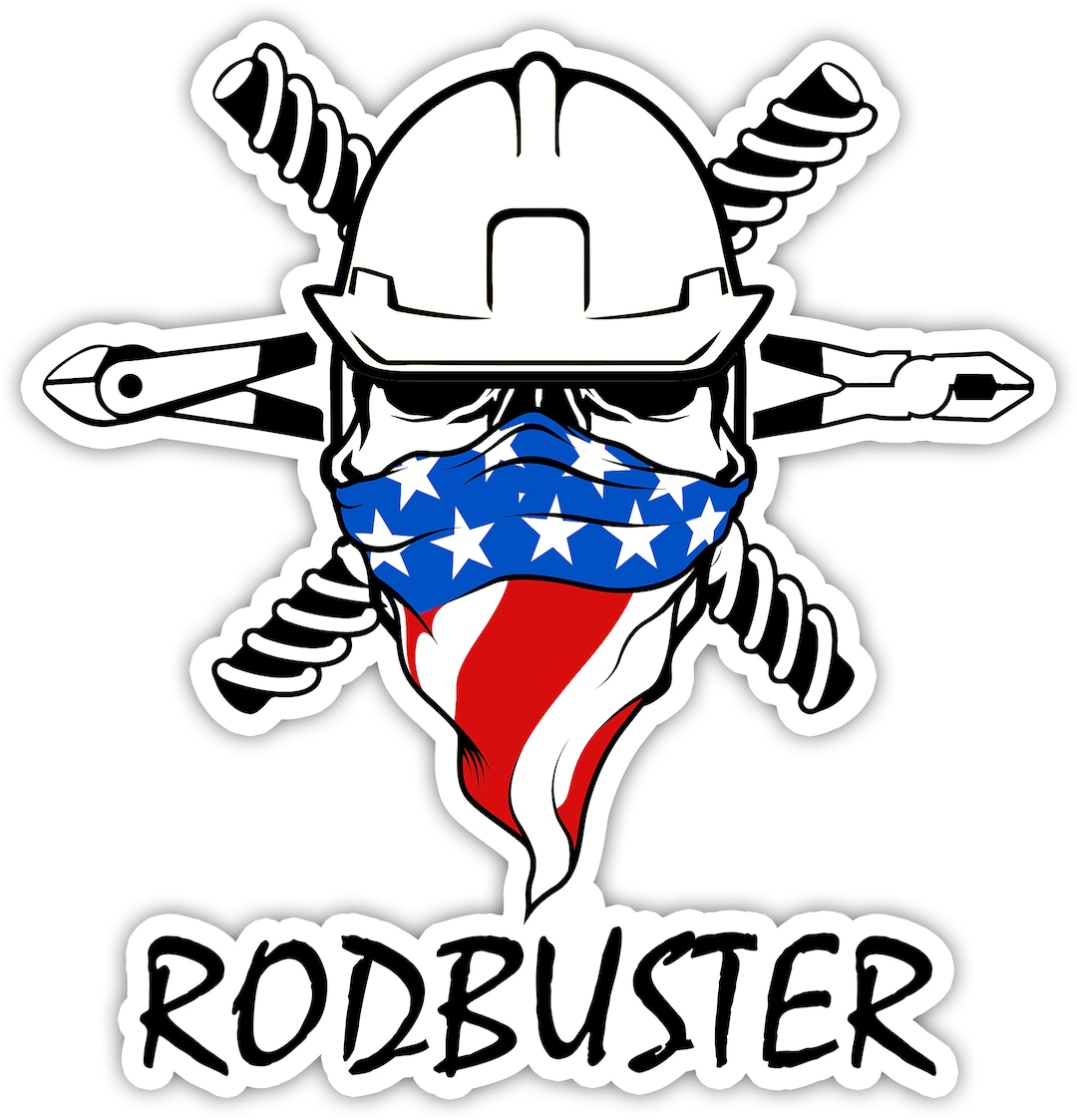 Rodbuster Skull With Hard Hat Sticker 3.5 Inch Toolbox Decal Waterproof ...