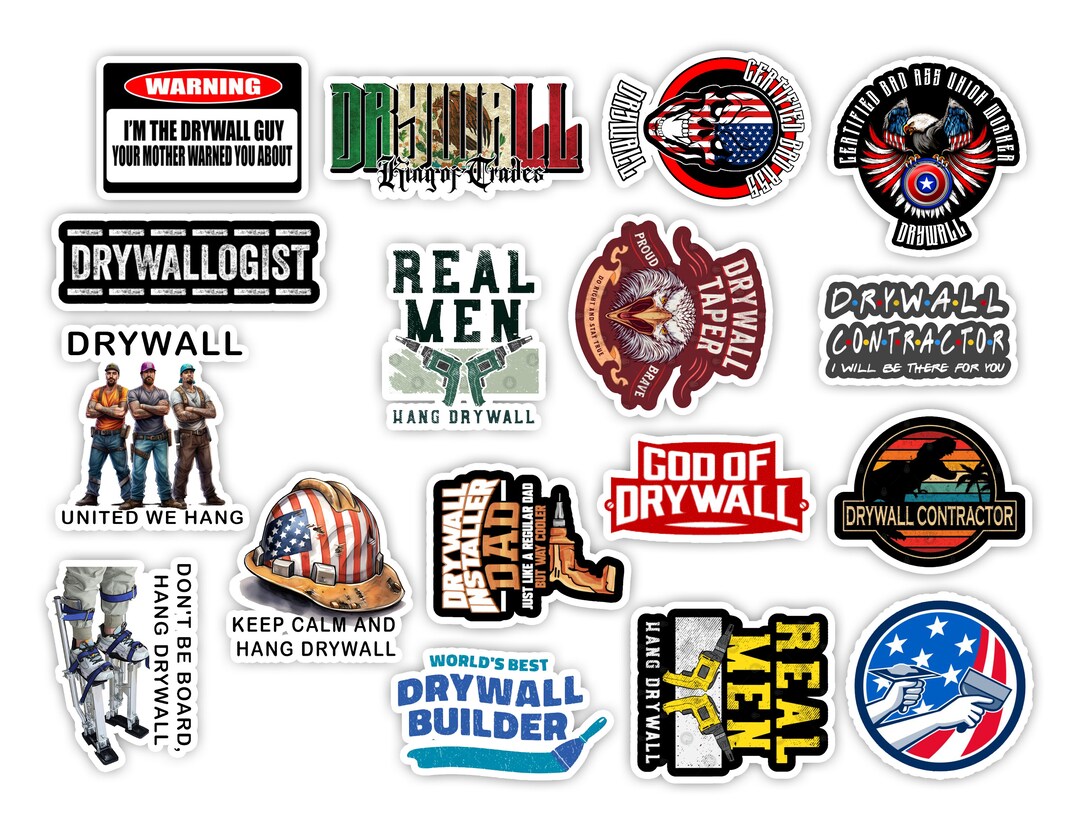 Drywall 16 Pcs Sticker Pack Laminated Vinyl Waterproof Stickers - Etsy