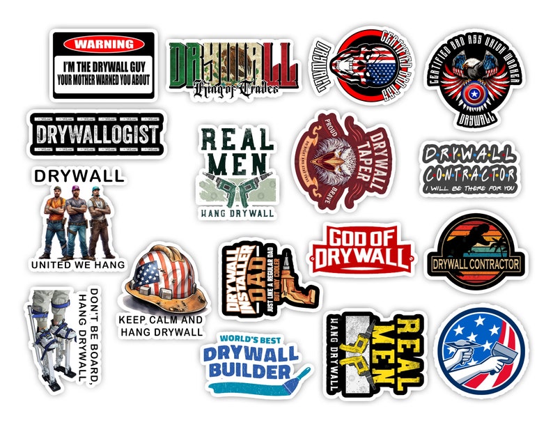 Drywall 16 Pcs Sticker Pack Laminated Vinyl Waterproof Stickers - Etsy