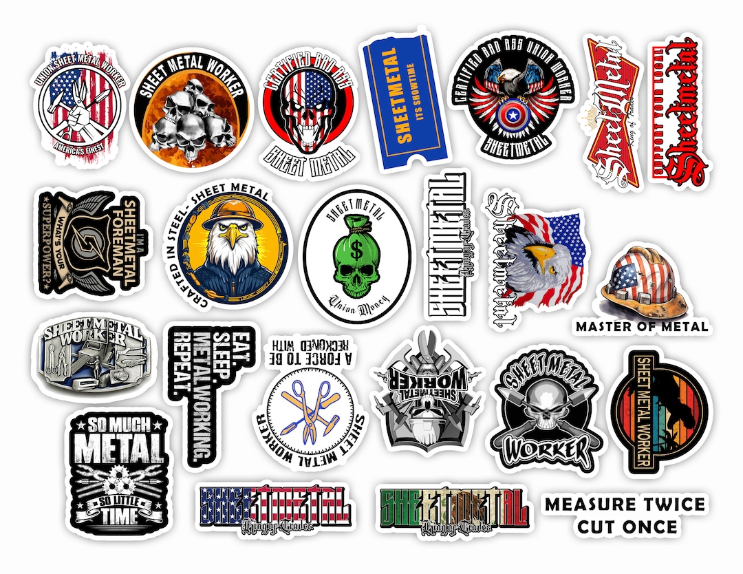 Sheet Metal 23 Pcs Sticker Pack Laminated Vinyl Waterproof Stickers - Etsy