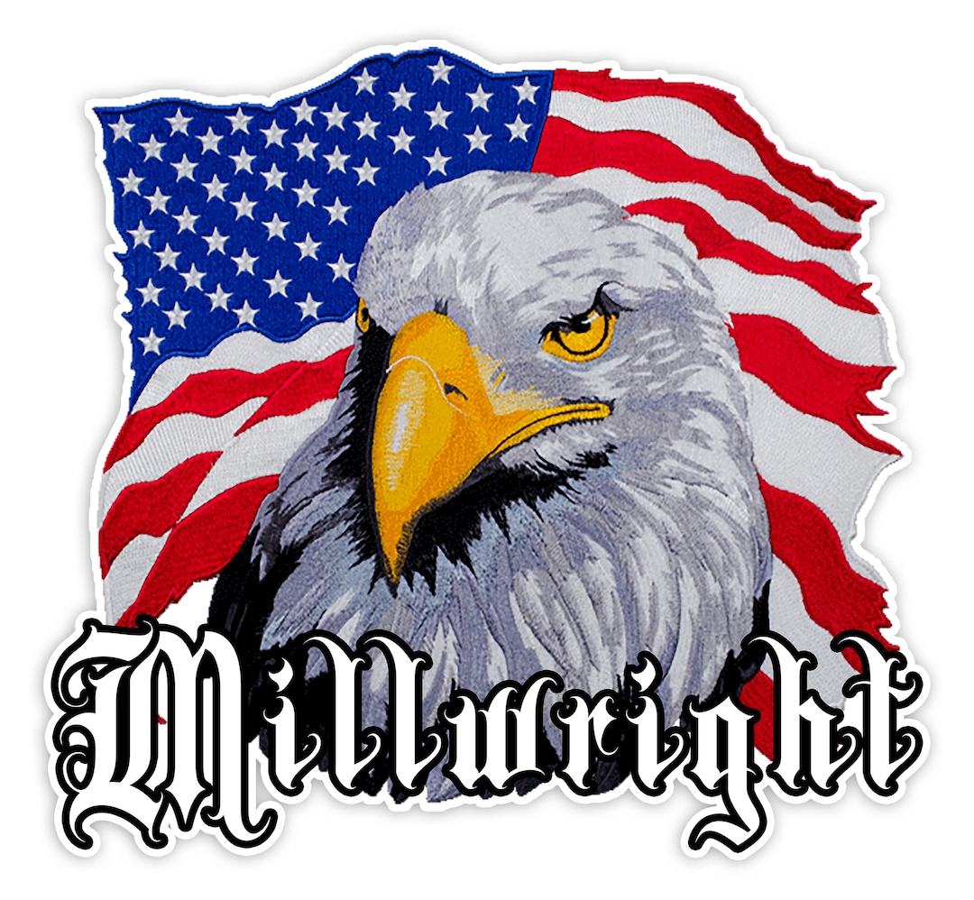Millwright Eagle Flag Sticker 3.5 Inch Toolbox Decal Waterproof Vinyl ...