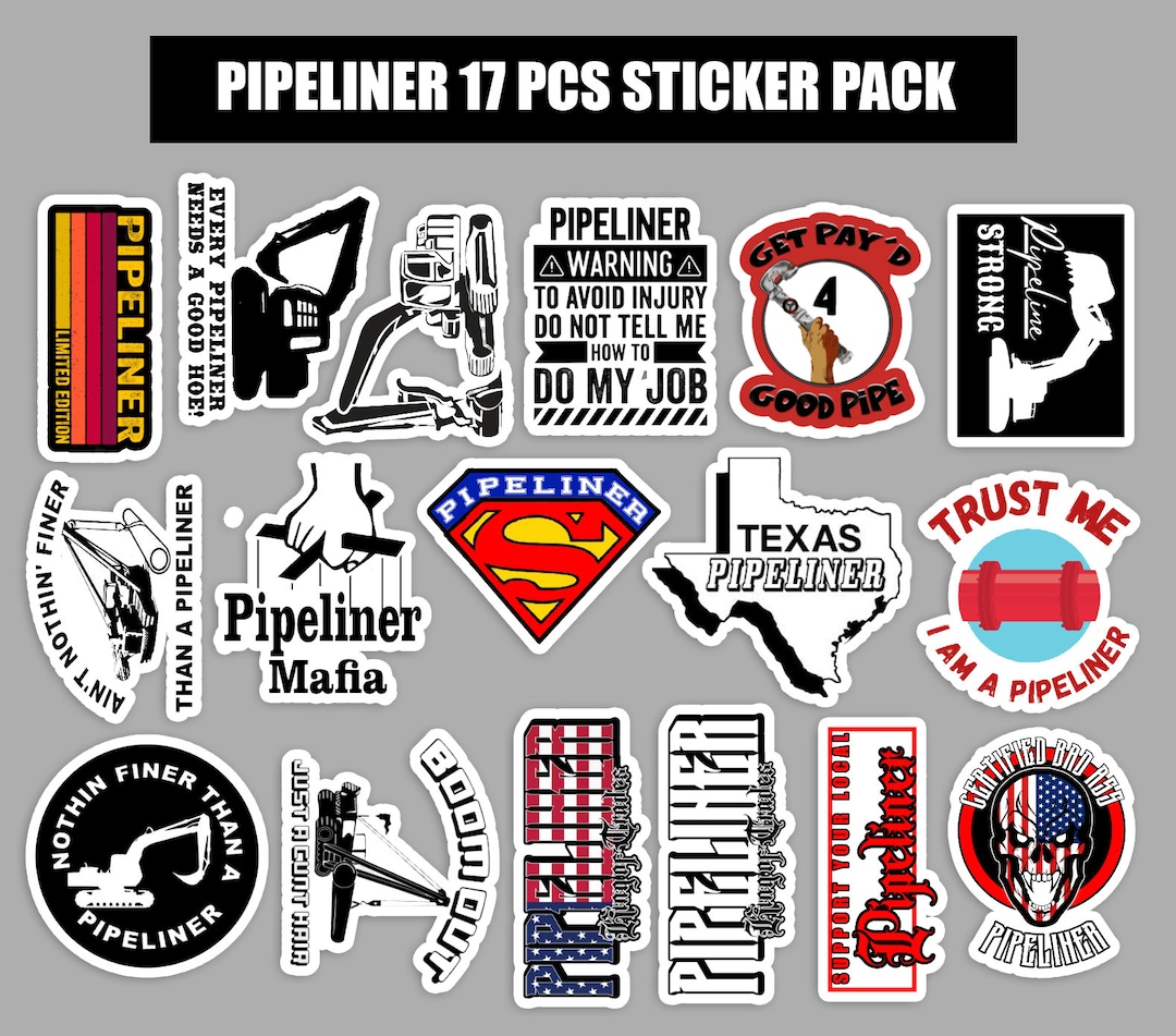 Pipeliner 17 Pcs Sticker Pack Laminated Vinyl Waterproof Stickers - Etsy