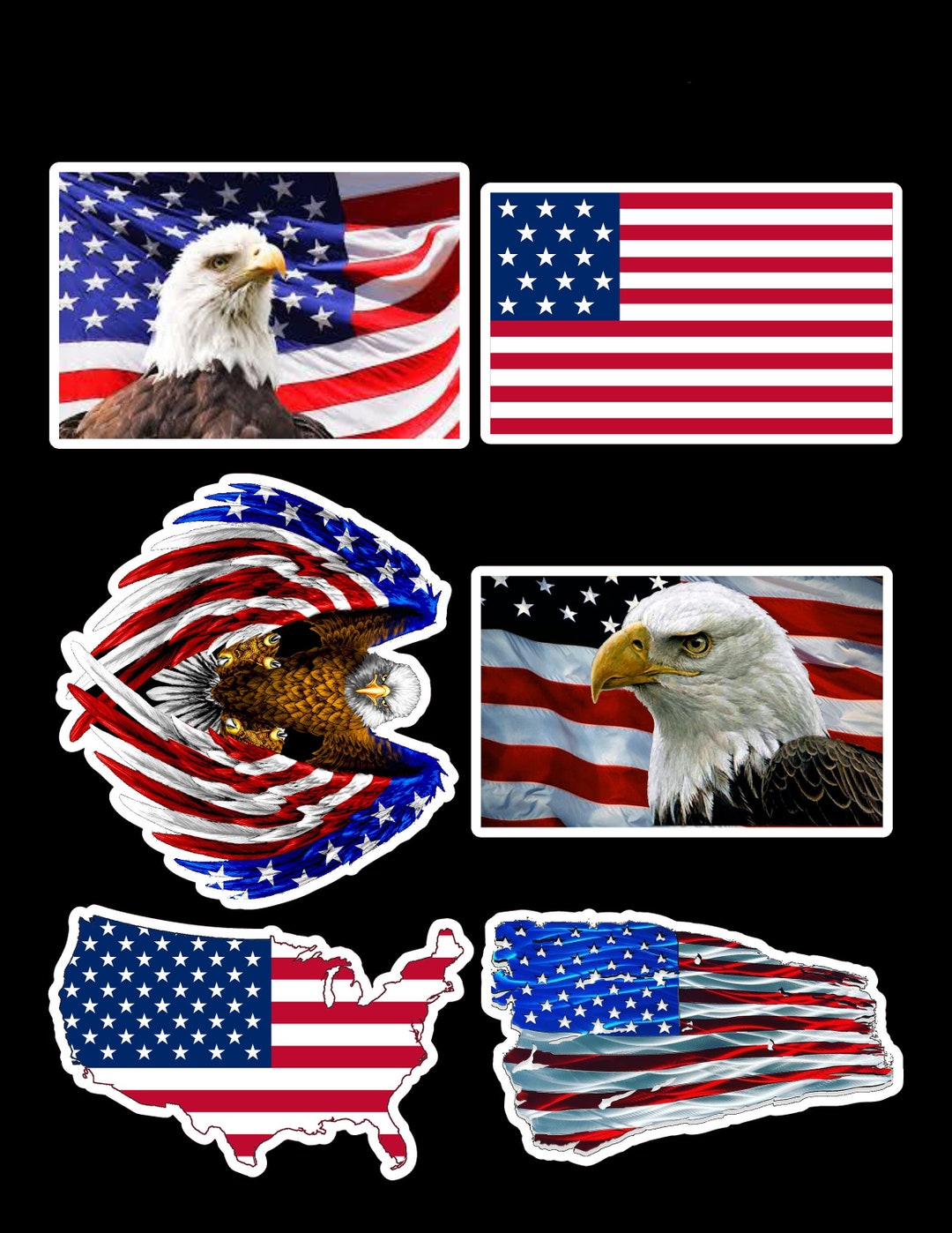 Us Flags American Patriot Sticker Pack Laminated Vinyl Waterproof ...