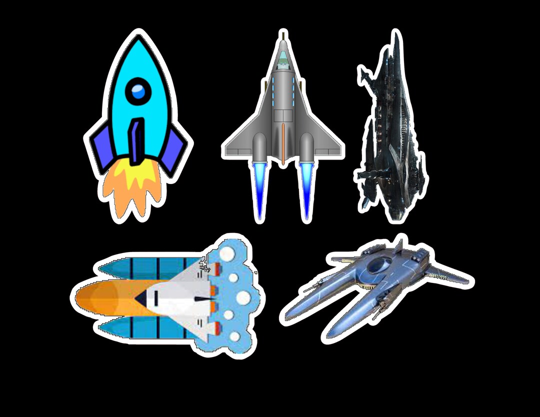 Spaceship Sticker Pack Laminated Vinyl Waterproof Stickers - Etsy