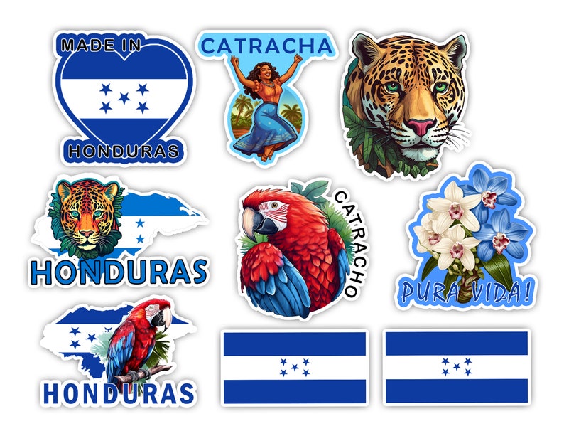 Honduras Vinyl Sticker Pack 9 Pcs Waterproof Hondureno - Etsy