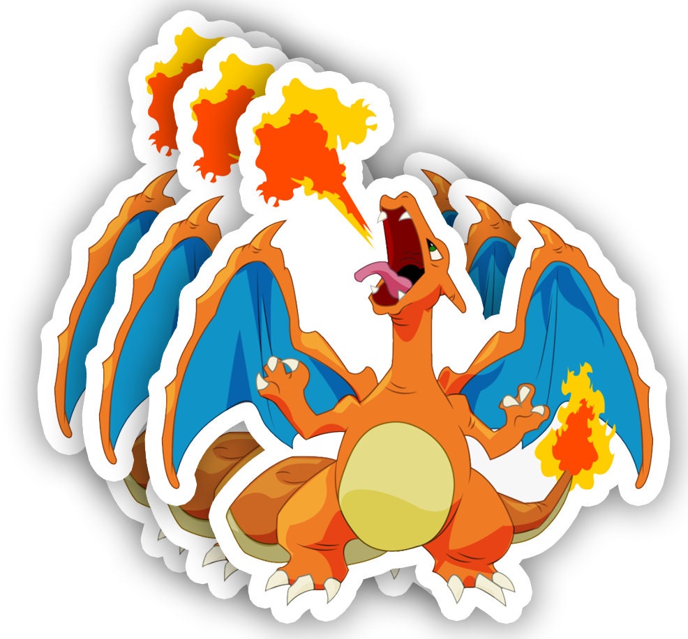 3x pack Charizard sticker 3.5 inches tall | Etsy