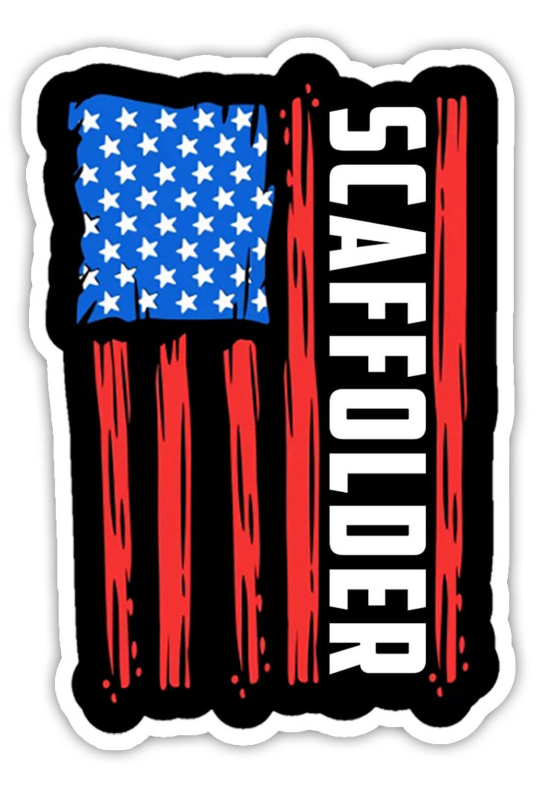 Scaffolder American Flag Font Sticker 3.5 Inch Toolbox Decal Waterproof ...