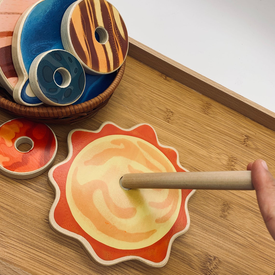 Wooden Planets Ring Stacking Toy Balance Solar System Space - Etsy