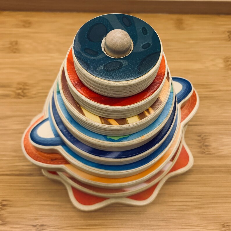 Wooden Planets Ring Stacking Toy Balance Solar System Space - Etsy